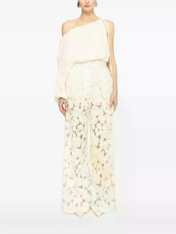 NISSA Asymmetrical Chiffon Blouse With Tassel Detail