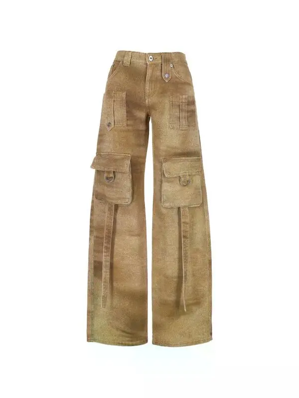 Blumarine Faded-effect Cargo Trousers - Neutrals