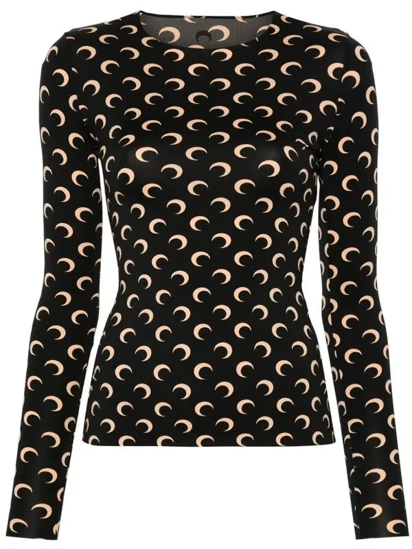 MARINE SERRE Moon Longsleeves Top - Black