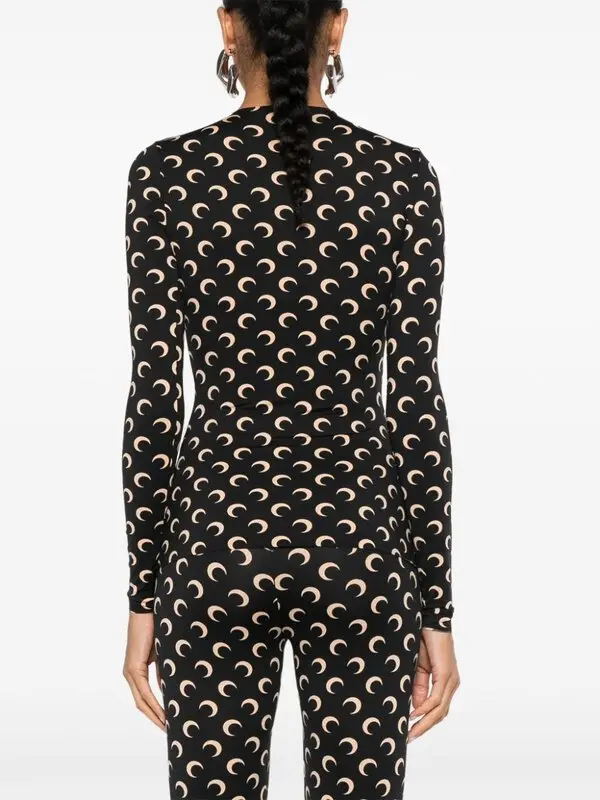 MARINE SERRE Moon Longsleeves Top - Black