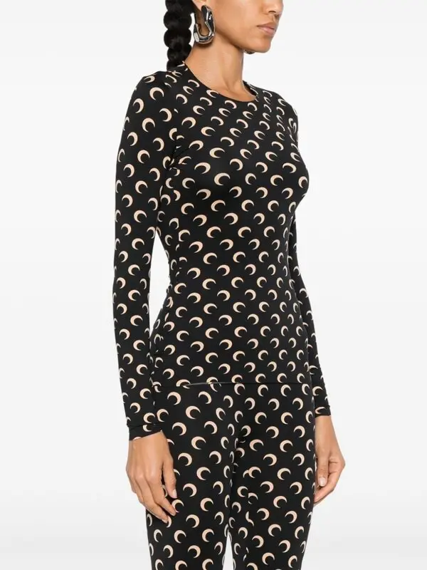 MARINE SERRE Moon Longsleeves Top - Black