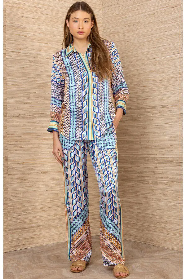 Hale Bob Adelynn Silk Charmeuse Top - Blue