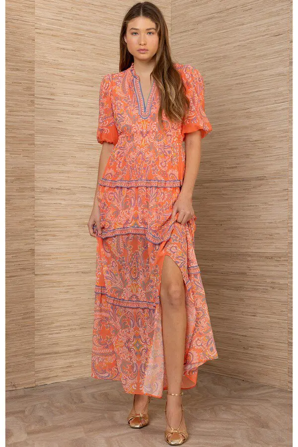 Hale Bob Buttercup Chiffon Maxi Dress - Orange