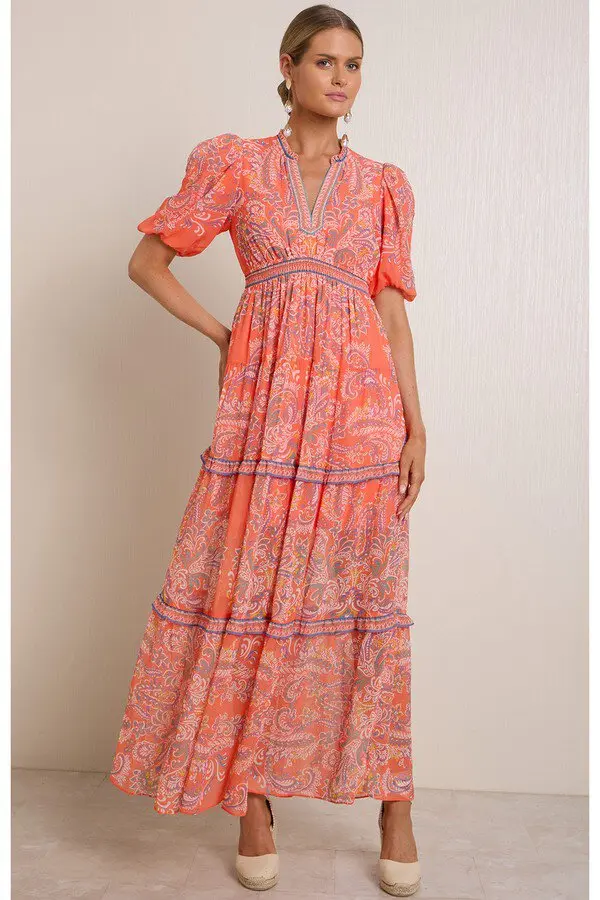 Hale Bob Buttercup Chiffon Maxi Dress - Orange