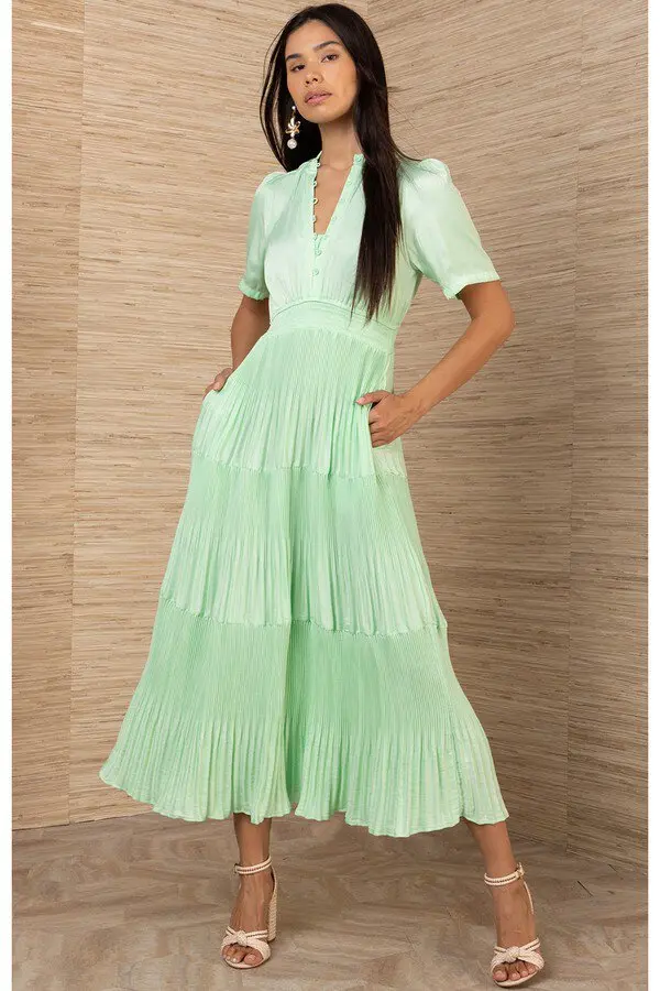 Hale Bob Vale Charmeuse Solid Maxi Dress - Green