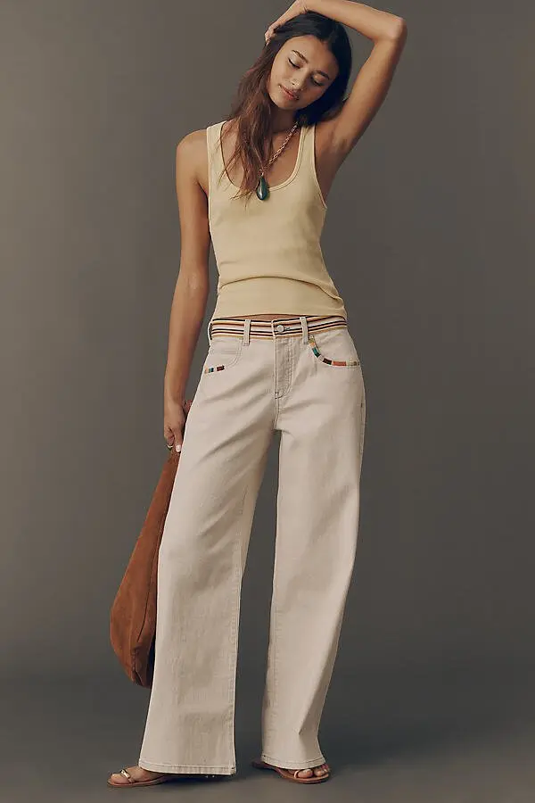 PILCRO Low-rise Wide-leg Jeans - White