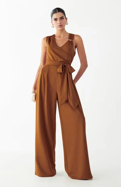 WILLA Lori Wide-leg Jumpsuit - Rust