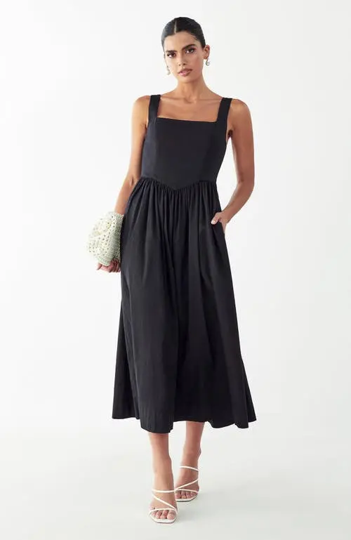 WILLA Lyla Fit-and-flare Midi Dress - Black