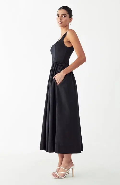 WILLA Lyla Fit-and-flare Midi Dress - Black