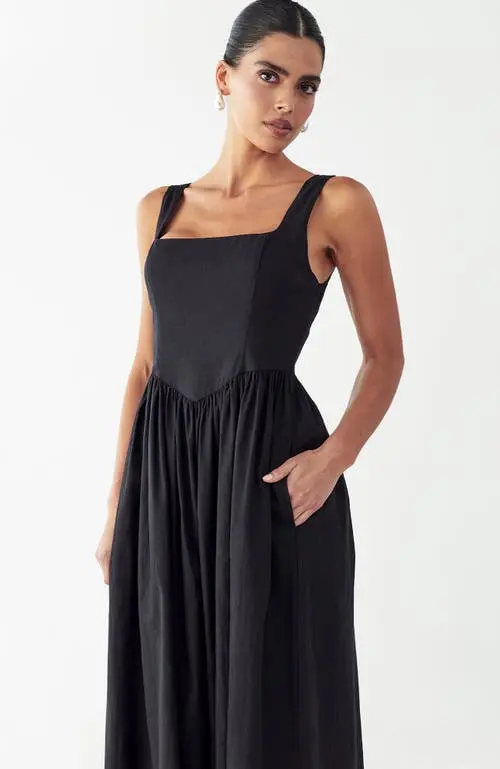 WILLA Lyla Fit-and-flare Midi Dress - Black