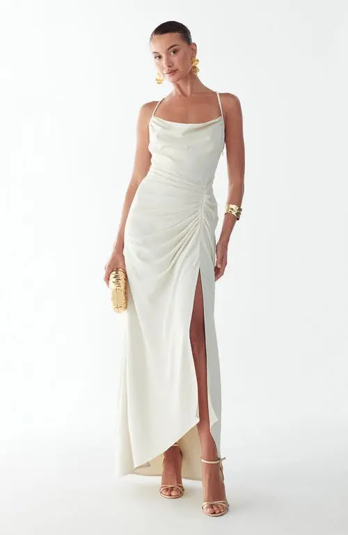 BWLDR Eliza Draped Maxi Dress - Off White