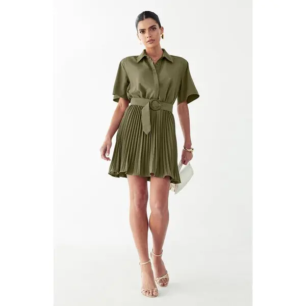 WILLA Mckenzi Fit-and-flare Mini Dress - Olive