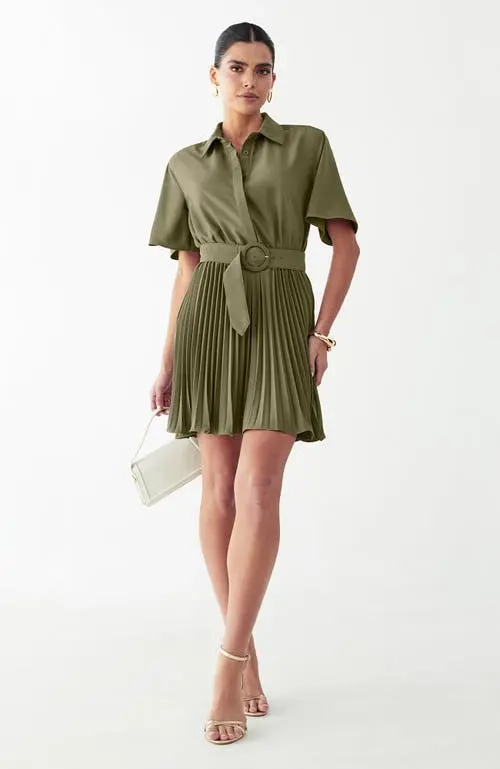 WILLA Mckenzi Fit-and-flare Mini Dress - Olive