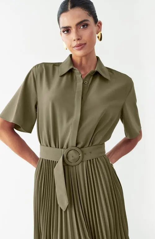 WILLA Mckenzi Fit-and-flare Mini Dress - Olive