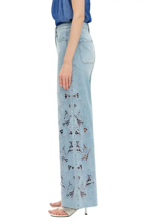 BAYEAS High-waist Wide-leg Jeans - Light Blue