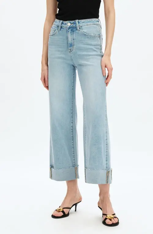 BAYEAS Zephyrine High Waist Cuff Wide Leg Jeans - Baby Blue