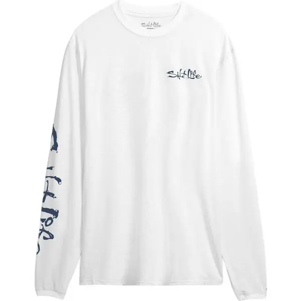 SALT LIFE Americana Tuna Long Sleeve Slx Performance Tee - White