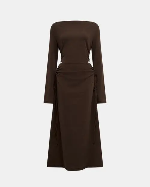 PORTIER Aura Midi Dress - Brown