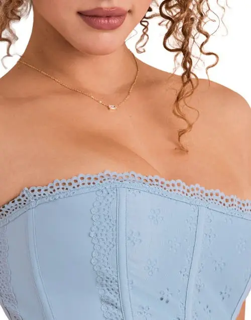 ADORE ME Willa Unlined Strapless Corset With G-string - Medium Blue