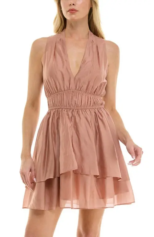 SOCIALITE V-neck Tiered Minidress - Macaroon