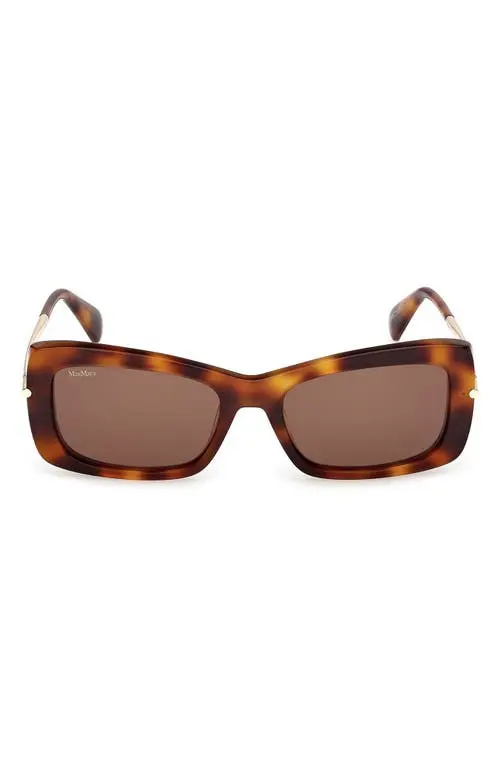 Max Mara 54mm Rectangular Sunglasses - Blonde Havana Gold/brown