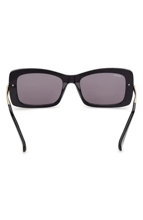 Max Mara 54mm Rectangular Sunglasses - Shiny Black Deep Gold/smoke