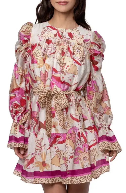 CIEBON Mixed Print Long Sleeve Dress