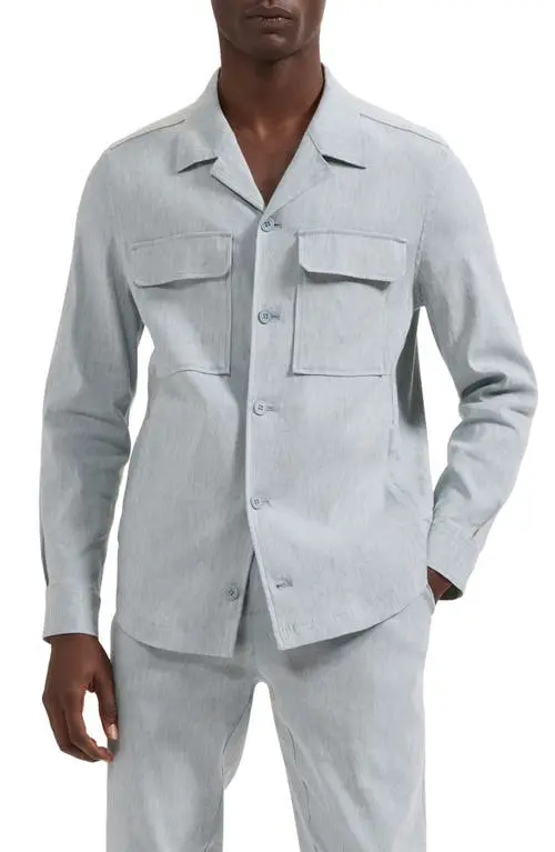 Bugatchi Aerolinen Linen Blend Shirt Jacket - Shark