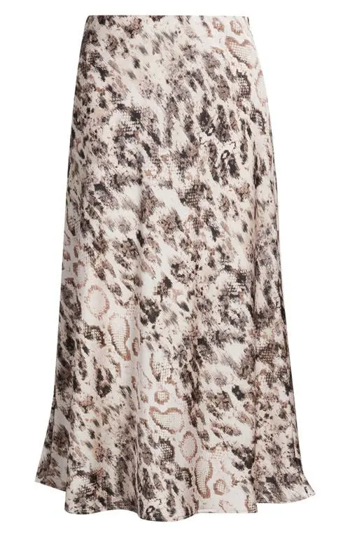 TAHARI ASL Printed Satin Maxi Skirt - Mocha Snake