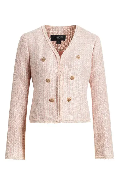 TAHARI ASL Bouclé Jacket - Slipper Pink