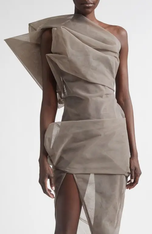 Rick Owens Claudia Tulle One-shoulder Top - Dust