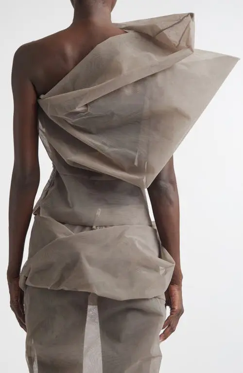 Rick Owens Claudia Tulle One-shoulder Top - Dust