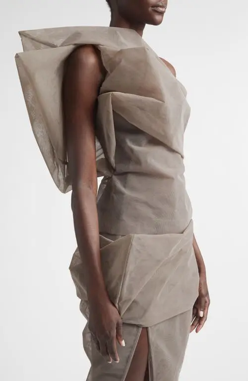 Rick Owens Claudia Tulle One-shoulder Top - Dust