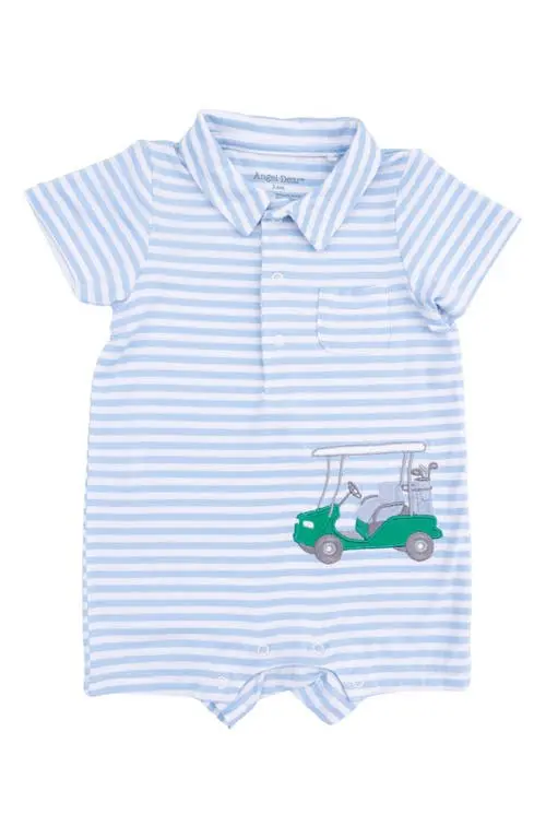 ANGEL DEAR Striped Polo Romper - Blue White