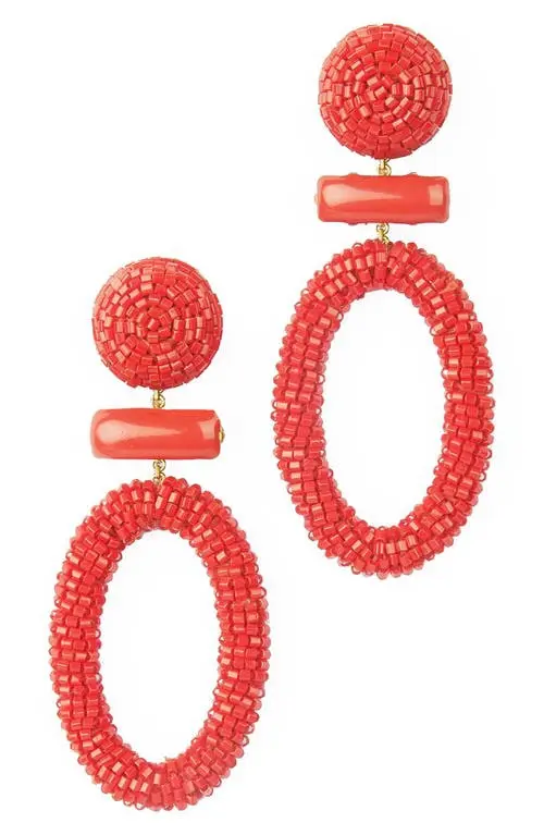 Deepa Gurnani Yolanda Drop Earrings - Red