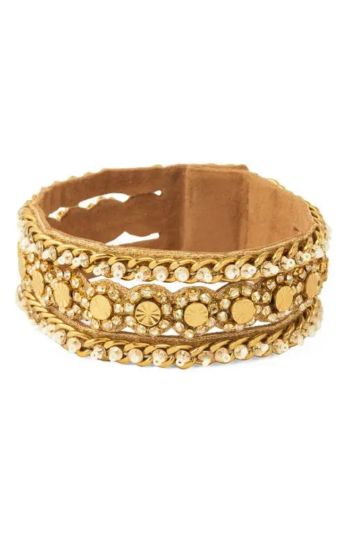 Deepa Gurnani Elowen Rhinestone Bracelet - Gold