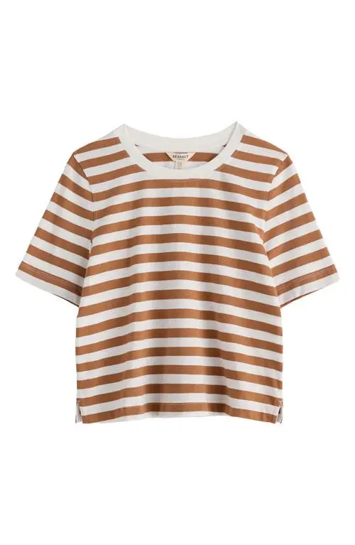 SEASALT CORNWALL Copseland Stripe Organic Cotton T-shirt - Scallion Chalk Basket