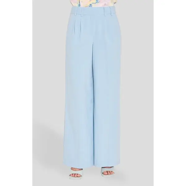 TAHARI ASL Pleated Wide Leg Trousers - Ice Blue