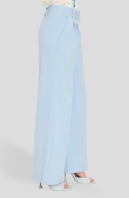 TAHARI ASL Pleated Wide Leg Trousers - Ice Blue