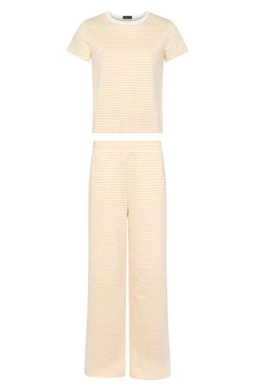 NUUDS Stripe Stretch Cotton Top & Pants Set - Lemon Stripe