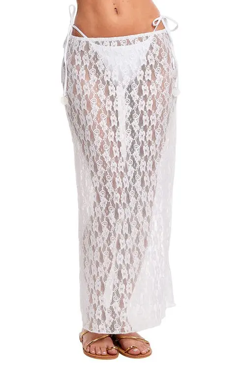 CAPITTANA Aissa Sheer Lace Maxi Skirt - White