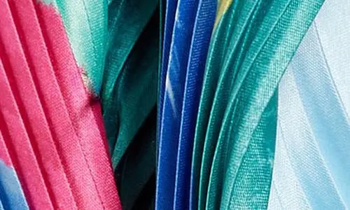 Echo Painterly Composition Pleated Diamond Scarf - Blue Multi