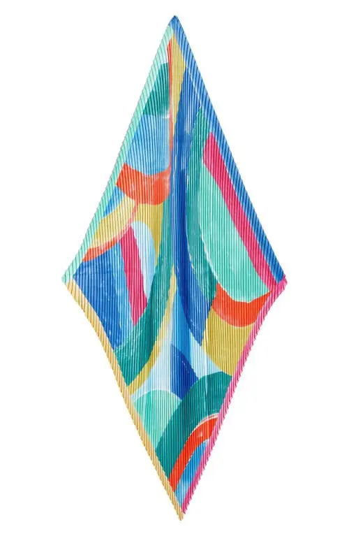 Echo Painterly Composition Pleated Diamond Scarf - Blue Multi