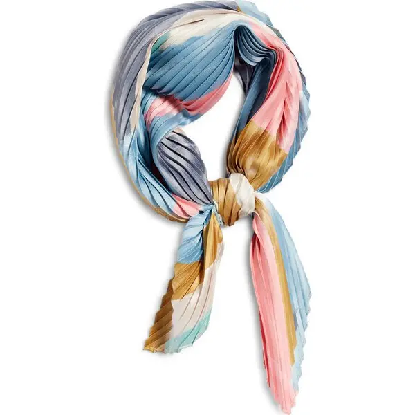 Echo Painterly Composition Pleated Diamond Scarf - Pebble