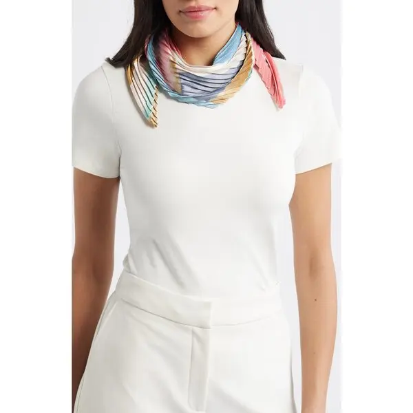 Echo Painterly Composition Pleated Diamond Scarf - Pebble