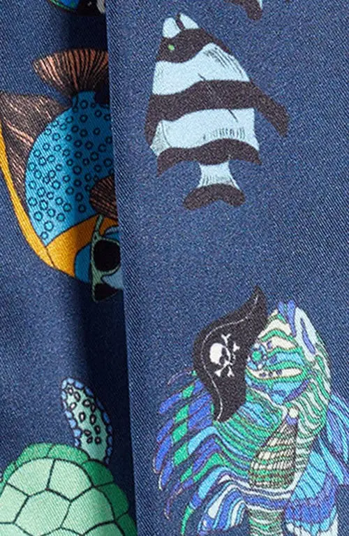 Echo At Sea Silk Ribbon Scarf - Navy