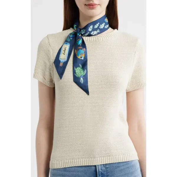 Echo At Sea Silk Ribbon Scarf - Navy