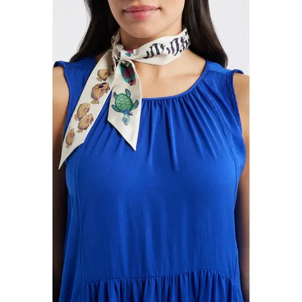 Echo At Sea Silk Ribbon Scarf - White Multi