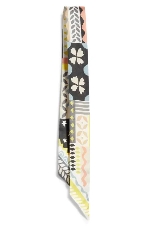 Echo Coastal Collage Silk Ribbon Scarf - Black