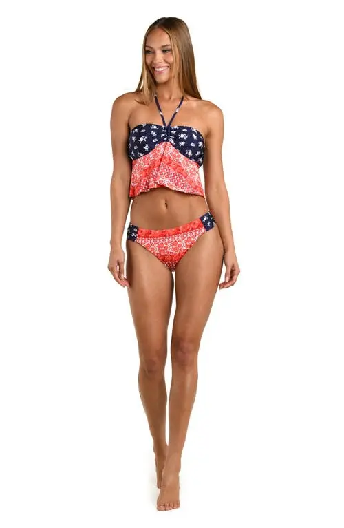 SUNSHINE 79 Flowers & Stripes Halter Bandeau Tankini Top